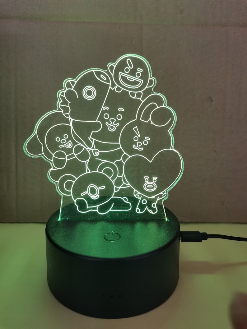 Bt21 Led Multicolored Night Light - Etsy Australia