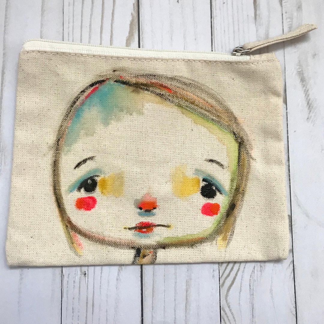 Hand Painted Canvas Zippered Pencil Pouch | Makeup Bag | Essential Oil ...