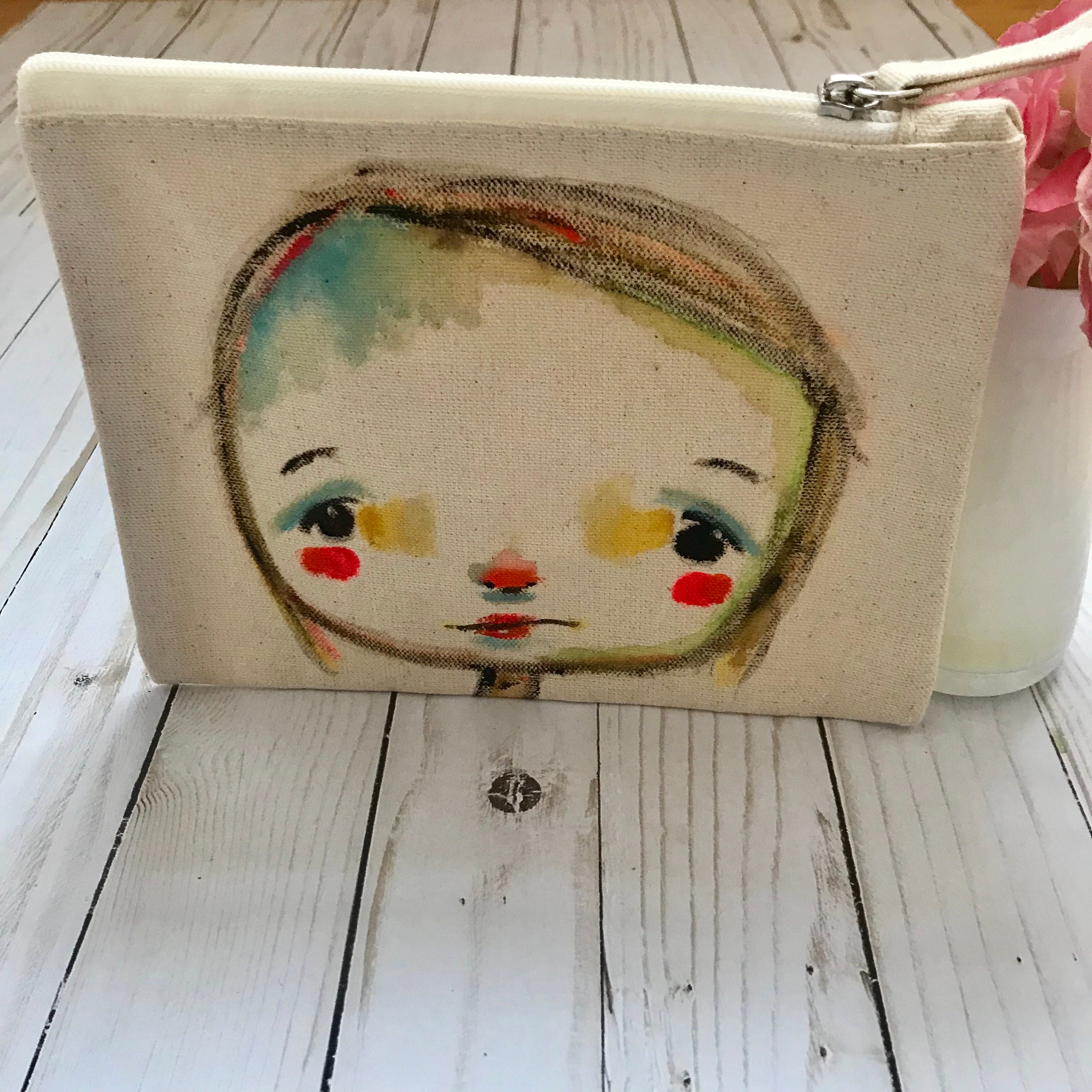 Hand Painted Canvas Zippered Pencil Pouch Makeup Bag - Etsy