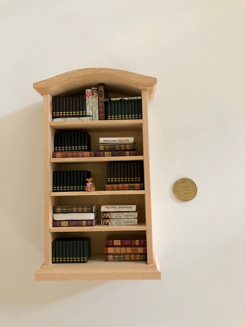 Dollhouse Miniature - Wood Bookcase Full With Books for Your Dollhouse ...