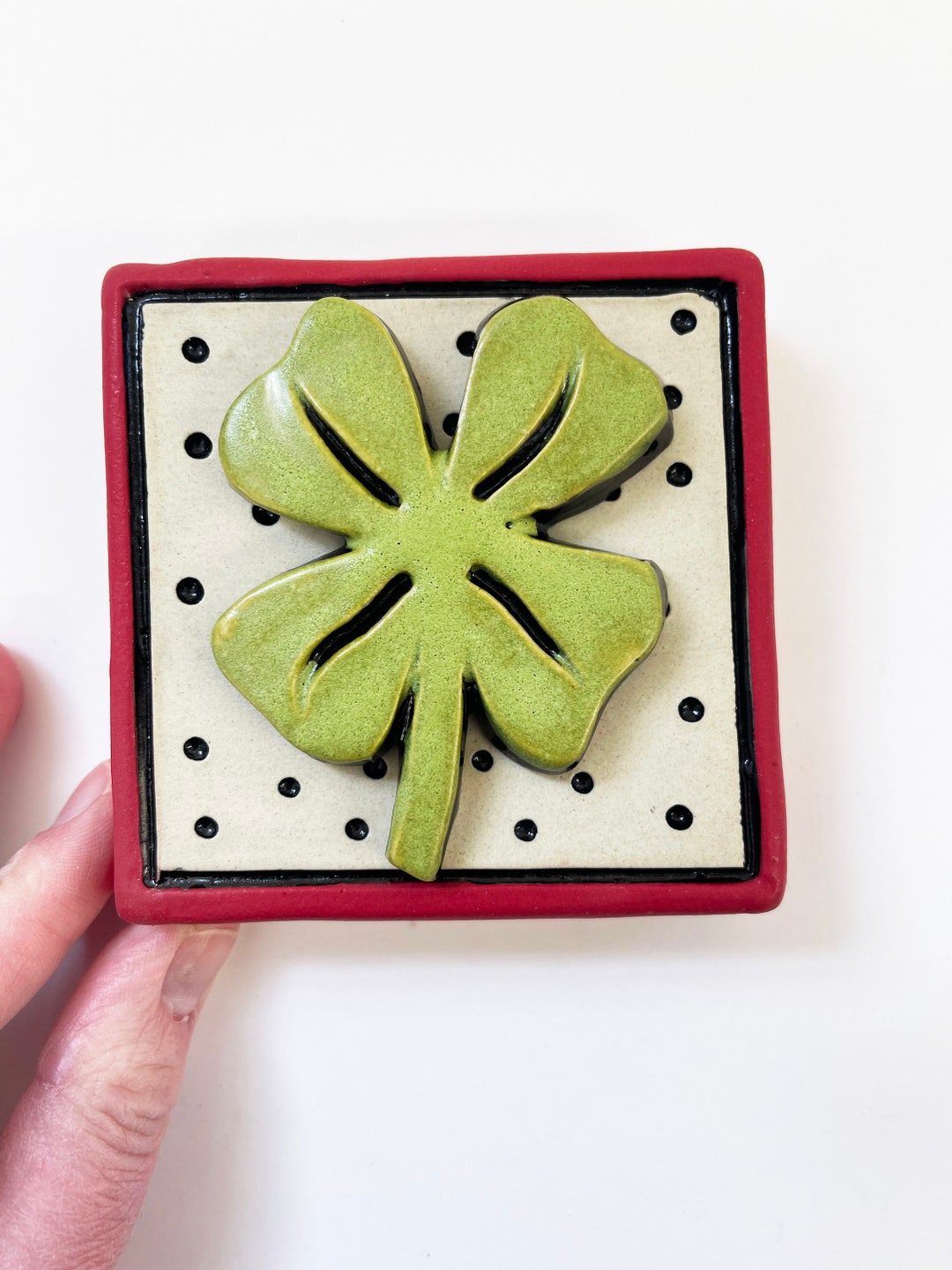 Clique Tile - Clover With Red Border - Etsy