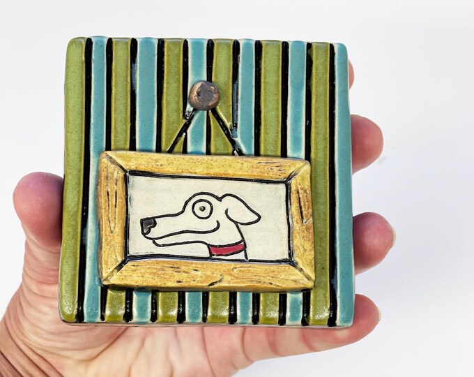 Clique Tile - Frame Dog With Red Collar - Etsy