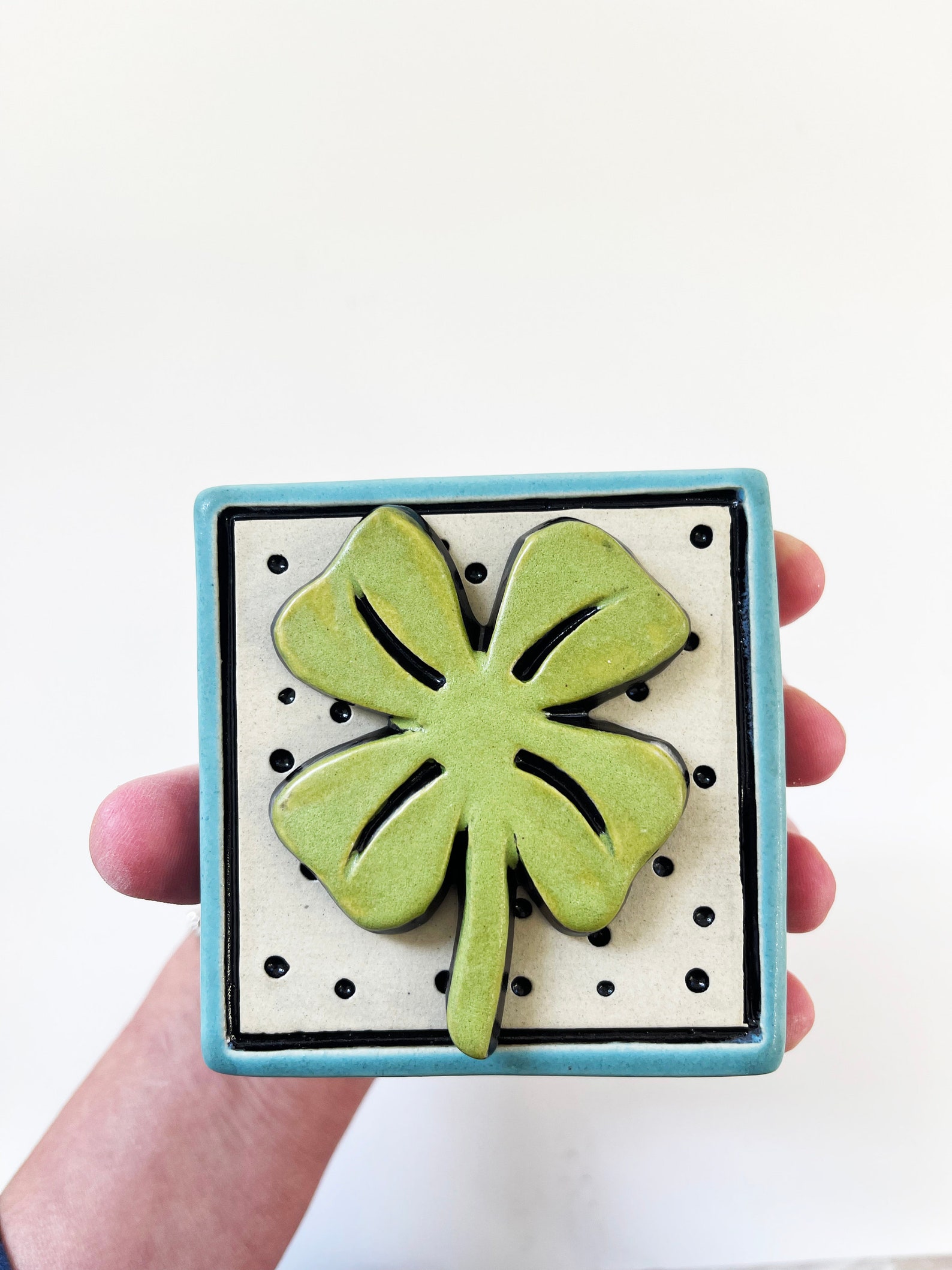Clique Tile - Clover With Blue Border - Etsy
