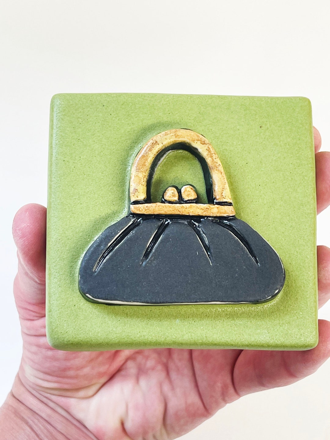 Clique Tile - Purse on Green - Etsy