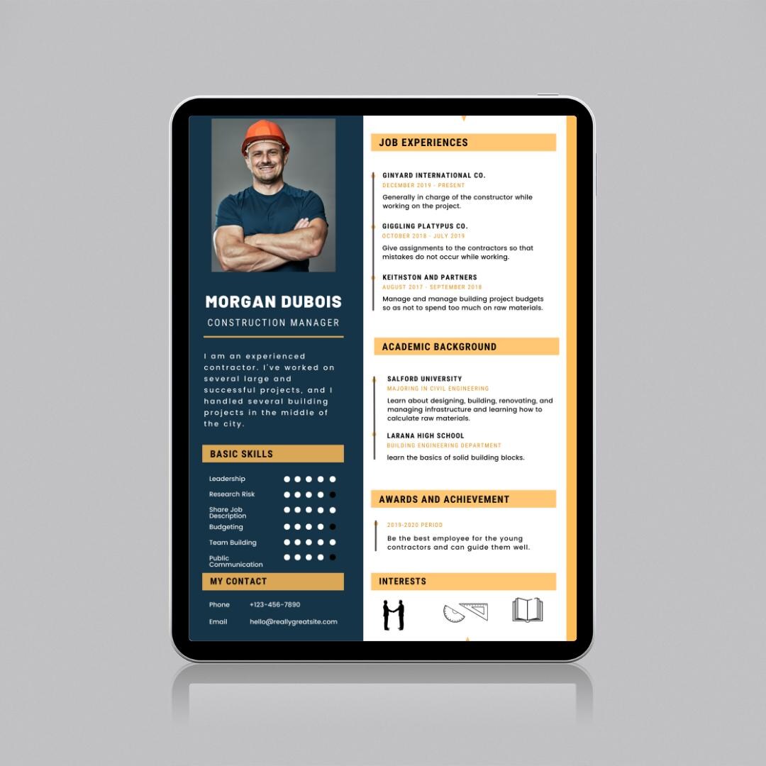 Construction Manager Simple Creative Resume, Construction Manager ...