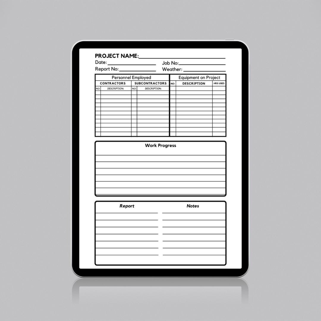 Construction Log Book, Construction Planner, Contractor Log Book, Site ...