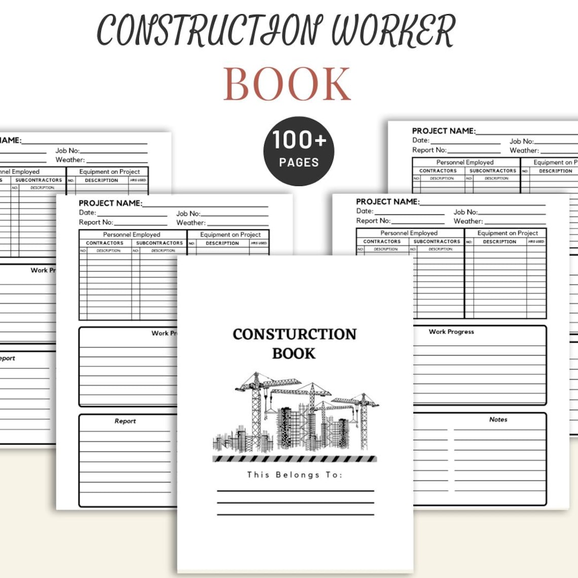 Construction Log Book, Construction Planner, Contractor Log Book, Site ...