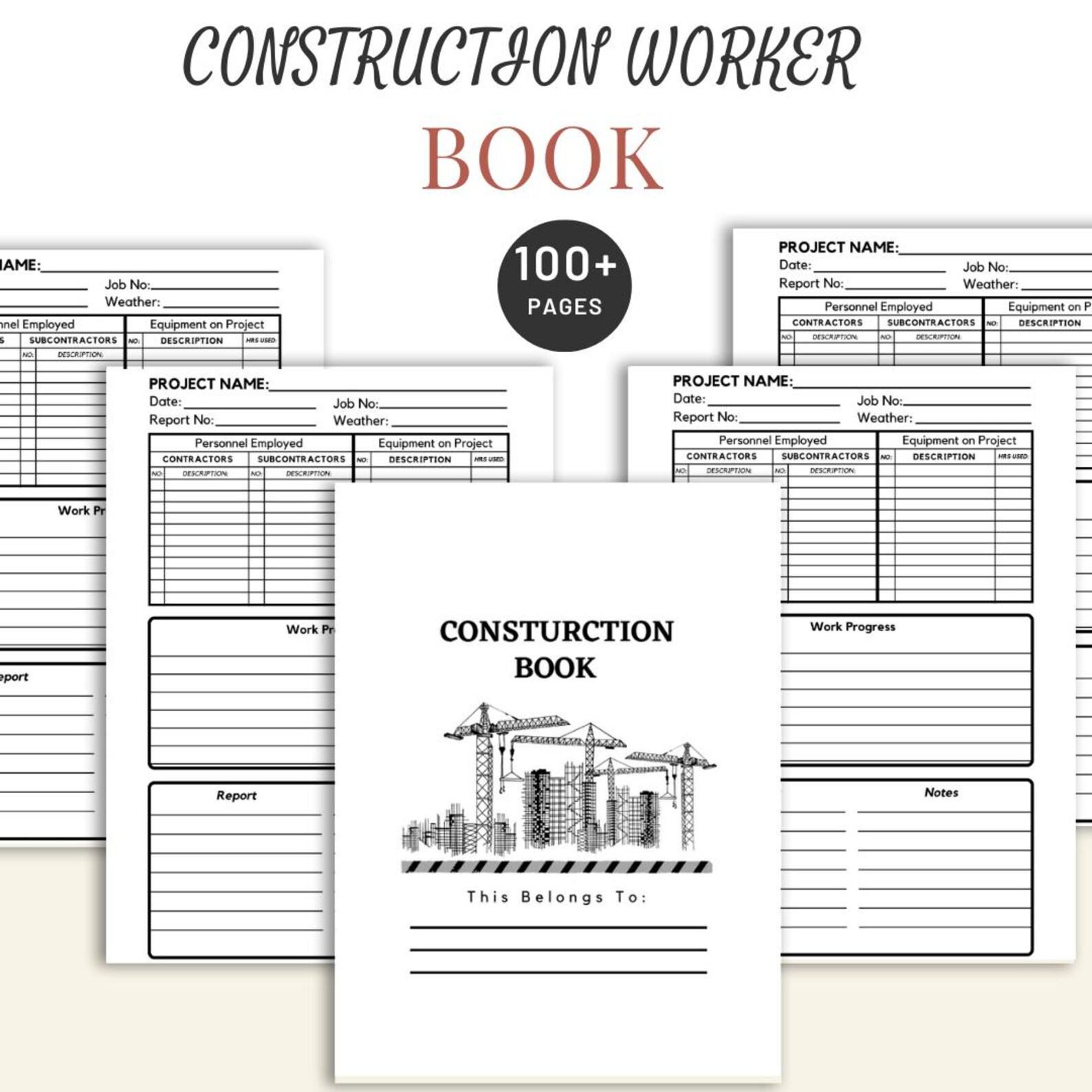 Construction Log Book, Construction Planner, Contractor Log Book, Site ...