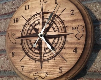 Compass Wall Clock - Etsy