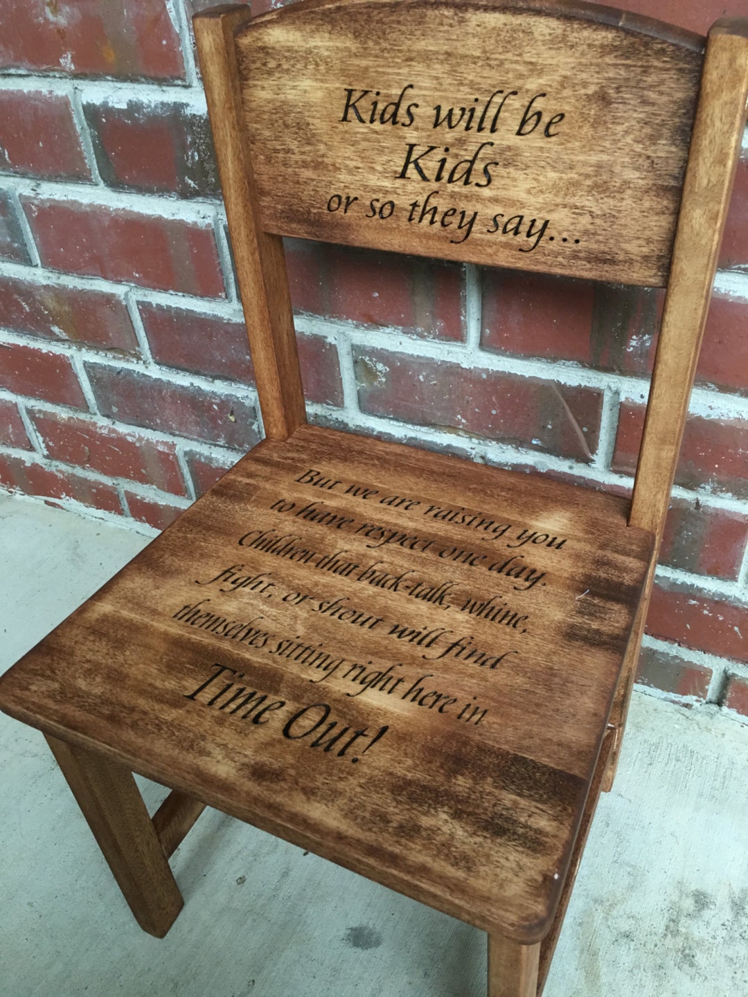 Toddler TIME OUT Chair, Time Out, Chair, Personalized, Wood Burned ...