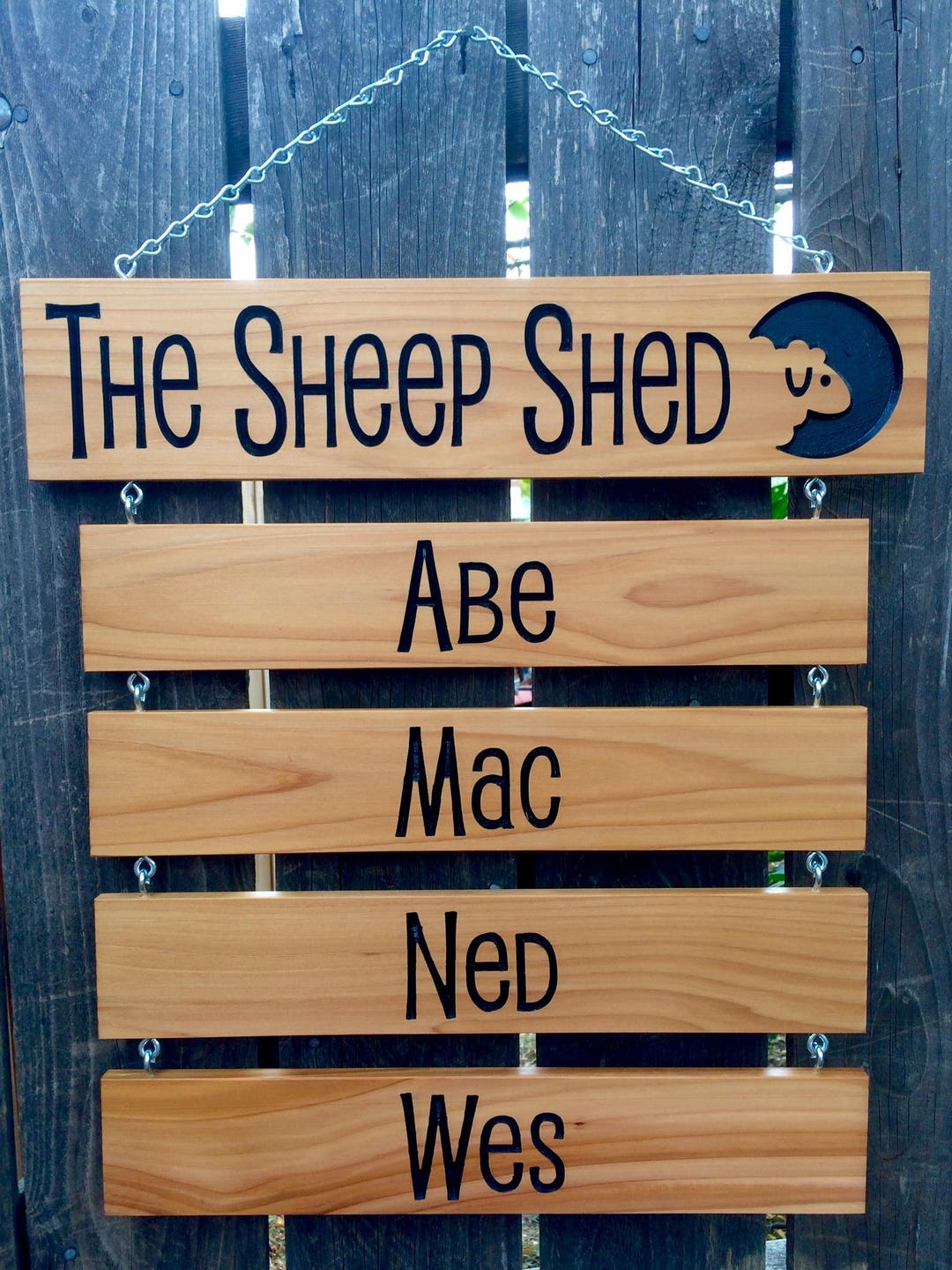 Large the Sheep Shed Hanging Name Sign // Drop Down Name Signs // Wood ...