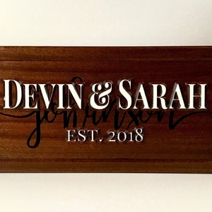 Family Established Sign - Raised & Carved Lettering on Sapele Mahogany ...