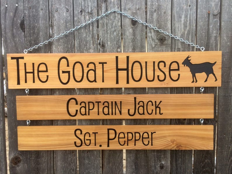 Large the Goat House Hanging Name Sign // Drop Down Name Signs // Wood ...