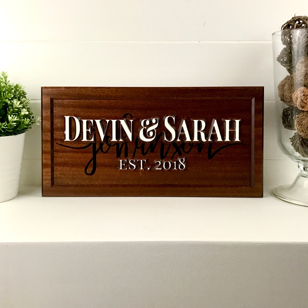 Family Established Sign - Raised & Carved Lettering on Sapele Mahogany ...