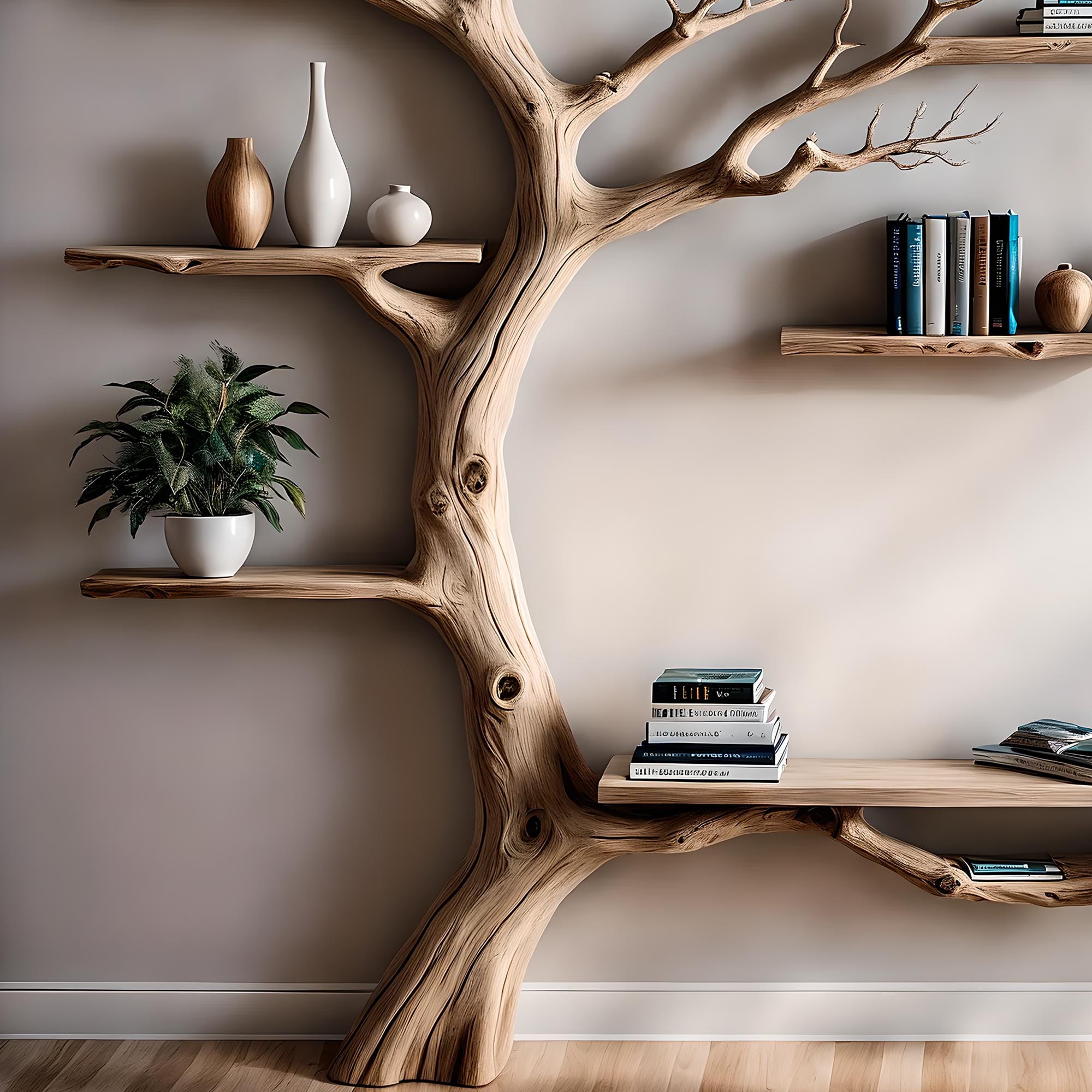 Solid Wood Bookshelf Solid Wood Bookshelf Wooden Wall-mounted Bookshelf ...