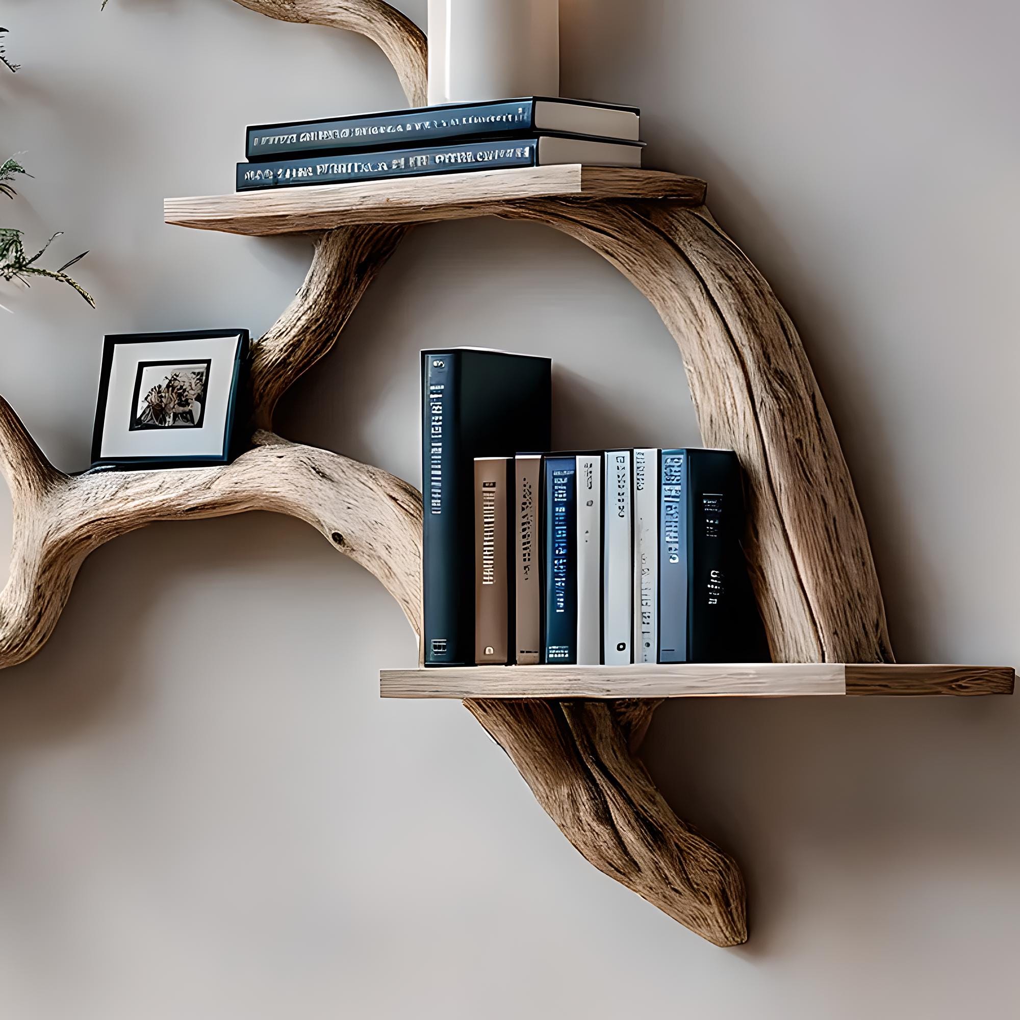 Floating Bookshelf Solid Wood Bookshelf on the Wall for Artistic Home ...