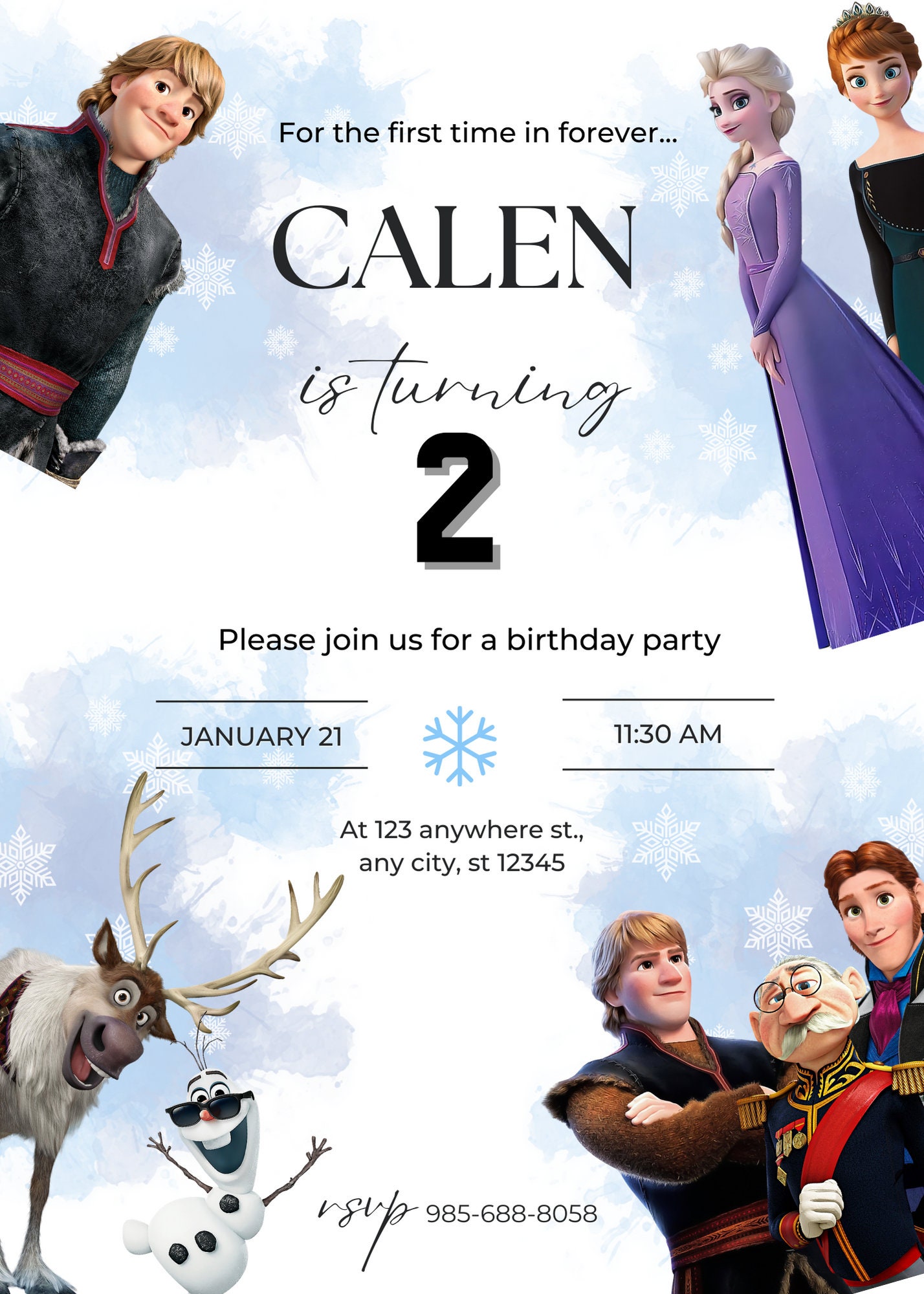 Editable Frozen Invitation, Frozen Birthday Invitation, Elsa, Ana ...