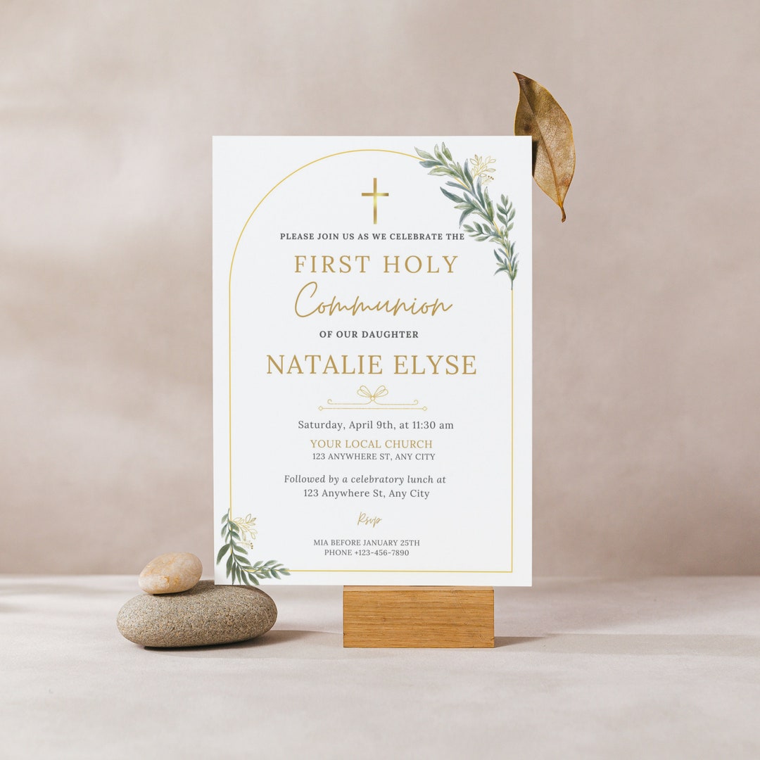 First Holy Communion Invitation Template, Communion Invite, Editable ...