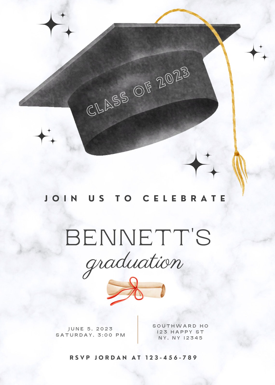 Graduation Party Invitation, Neutral Graduation Invitation Template ...
