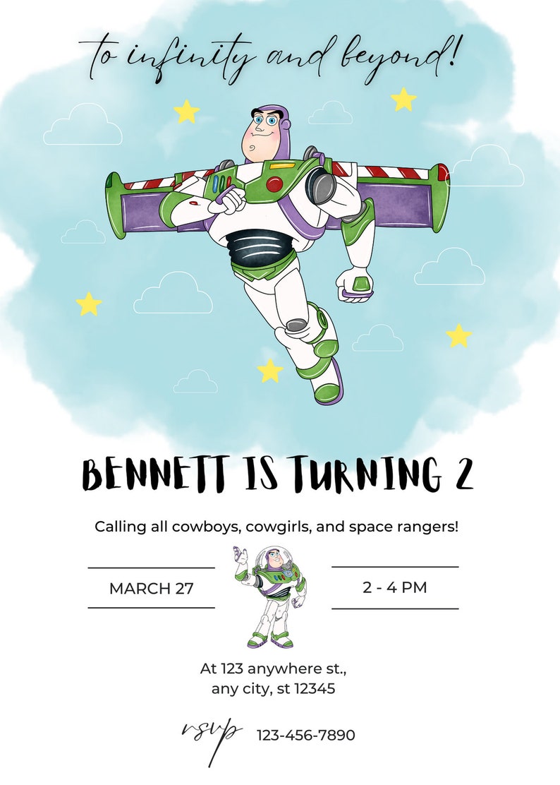Buzz Personalized Digital Invitation Buzz Lightyear Birthday - Etsy