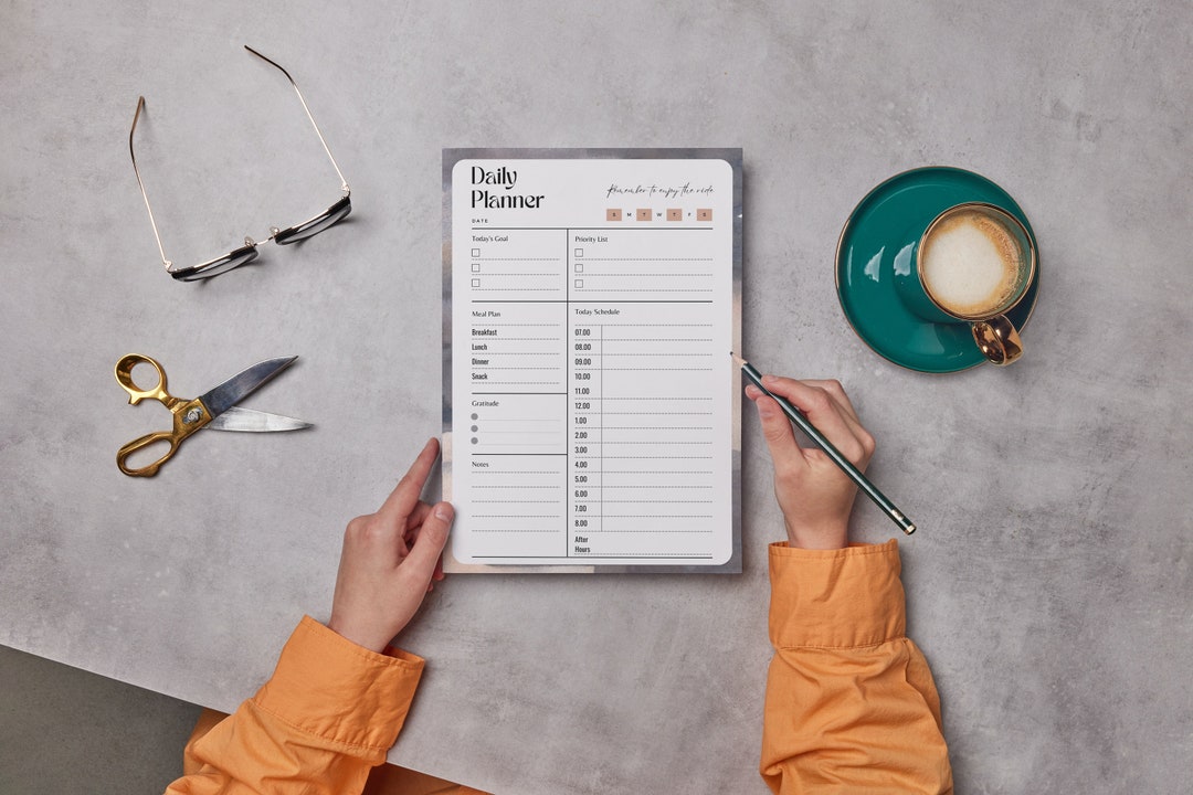 Editable Day Planner Template, Minimalist Day Organizer, Printable ...