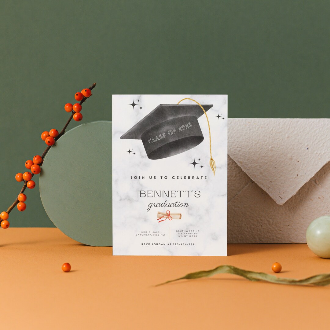 Graduation Party Invitation, Neutral Graduation Invitation Template ...