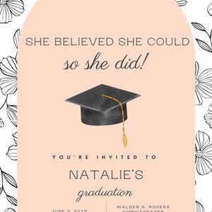 Graduation Party Invitation, Girl Floral Graduation Invitation Template ...