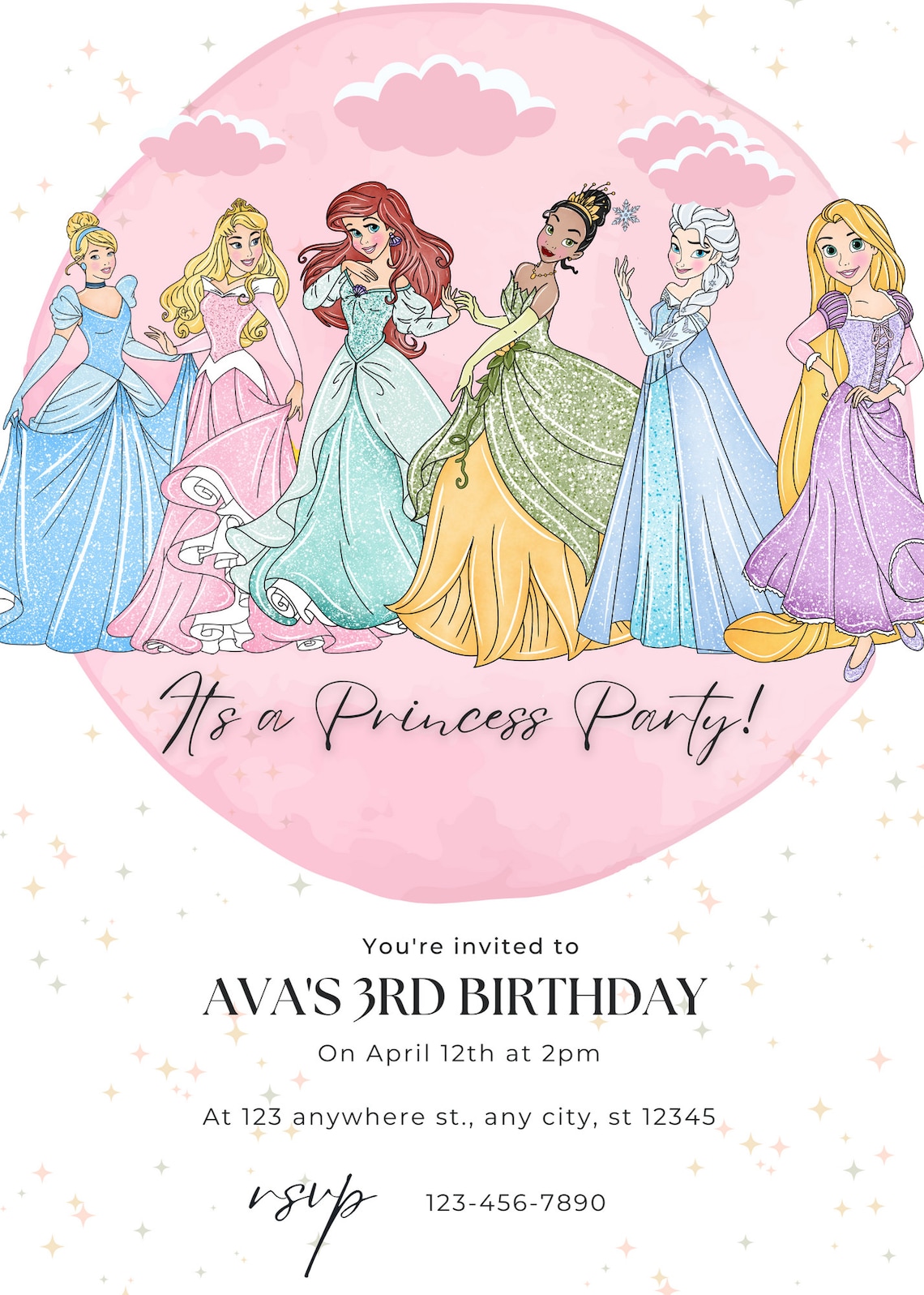 Princess Birthday Invitation Royal Princess Party Celebration - Etsy