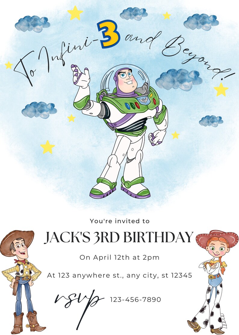 Toy Story 3rd Birthday Invitation Download Personalized - Etsy