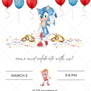 Sonic the Hedgehog Birthday Invitation | Super Birthday Party Invites ...
