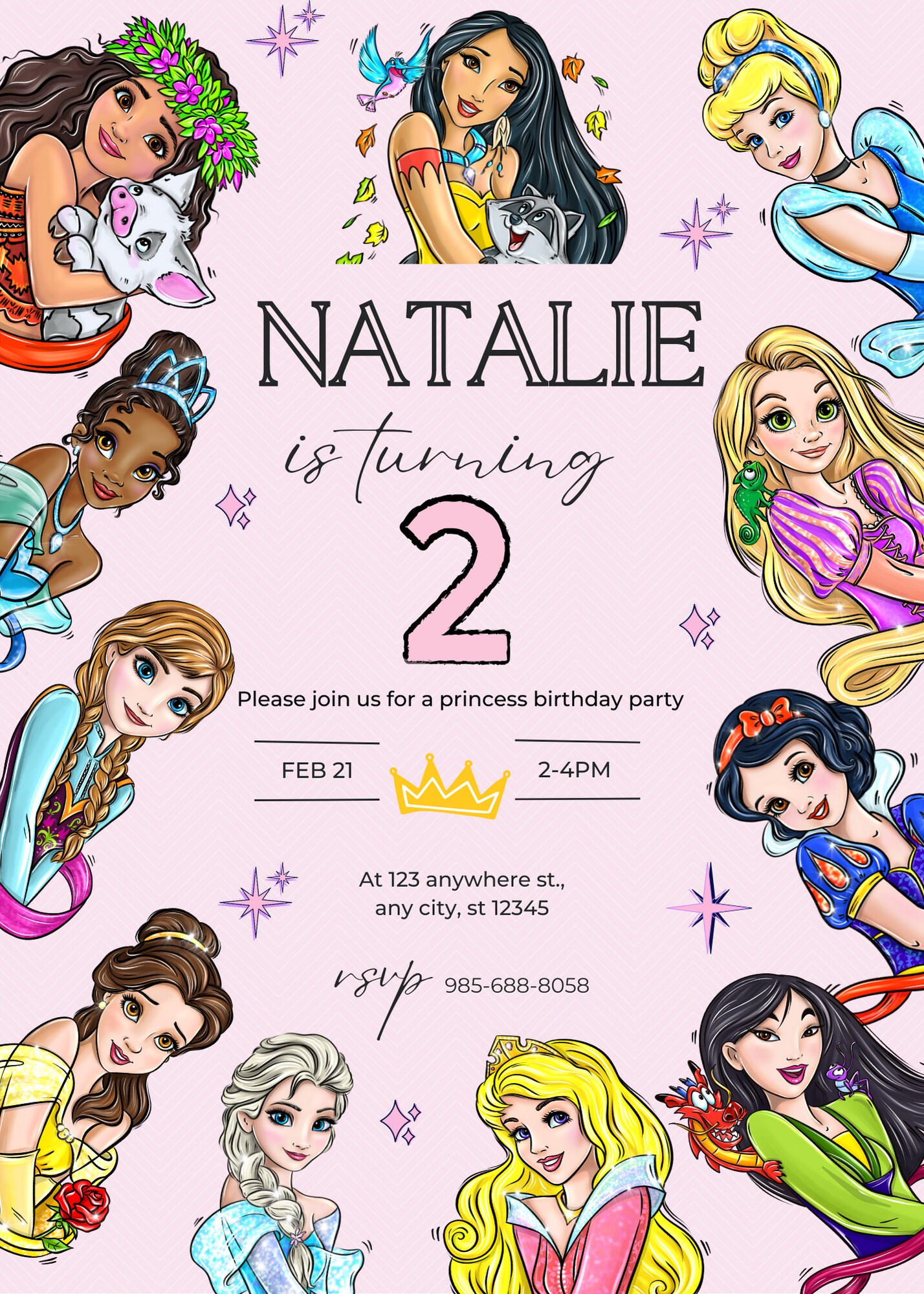 Princess Birthday Invitation Royal Princess Party Celebration - Etsy