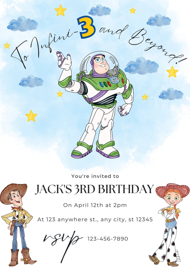 Buzz Lightyear Birthday Invitation-toy Story Birthday Invitation-buzz ...