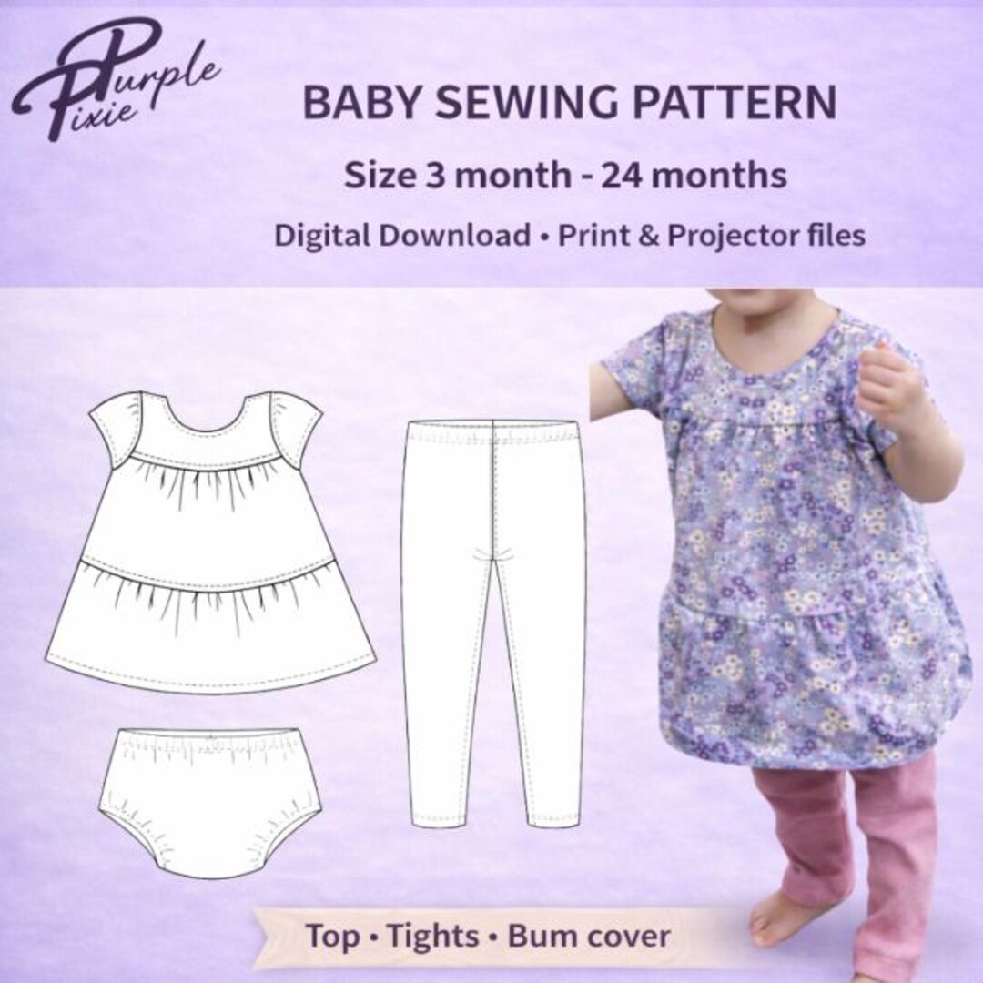 Baby Tights Top & Bum Cover Sewing Pattern PDF | Easy Newborn Clothes ...