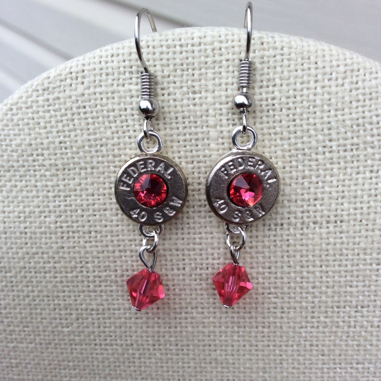 Bullet Shell Casing Dangle Earrings With Swarovski Crystals - Etsy