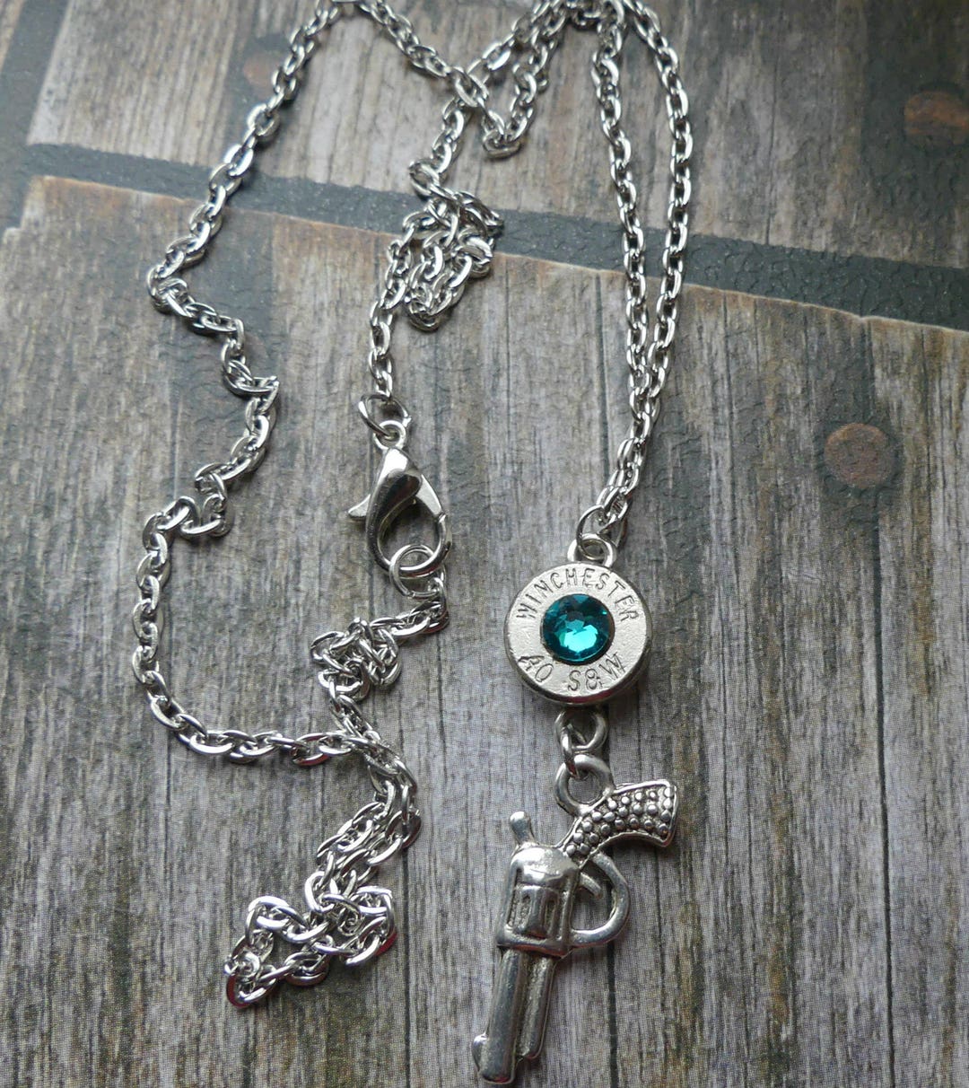 Bullet Shell Casing Necklace With Gun Charm - Etsy