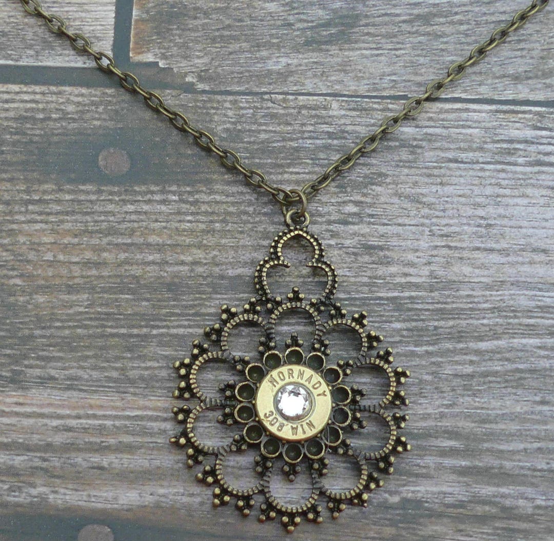 Antique Brass Bullet Pendant Necklace - Etsy