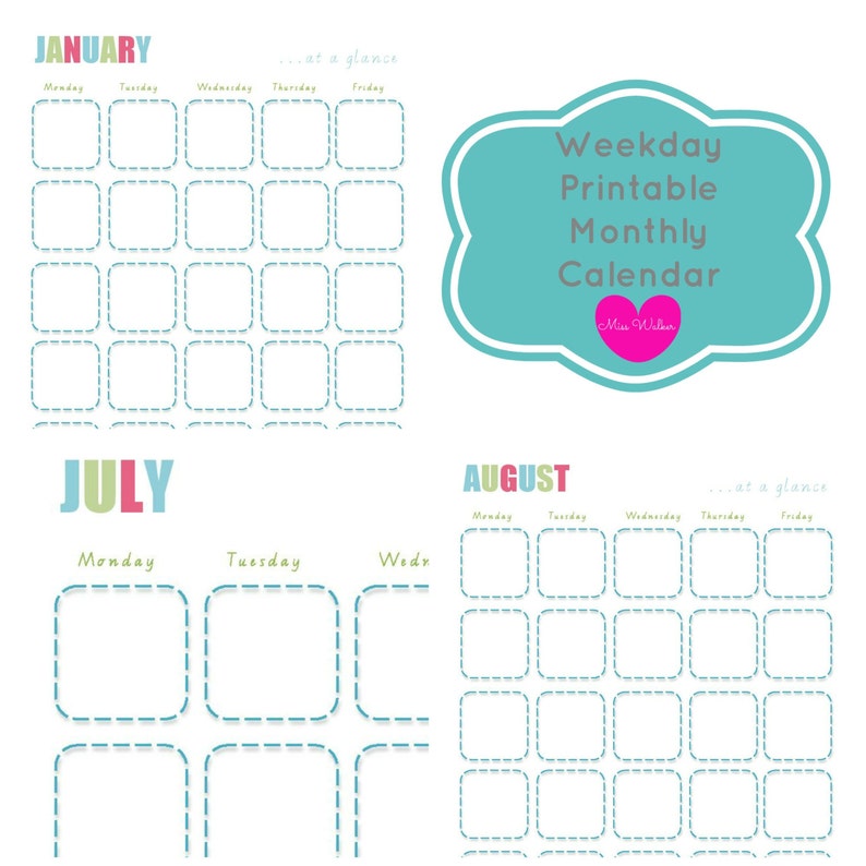 Printable Monthly Calendar Teacher - Etsy