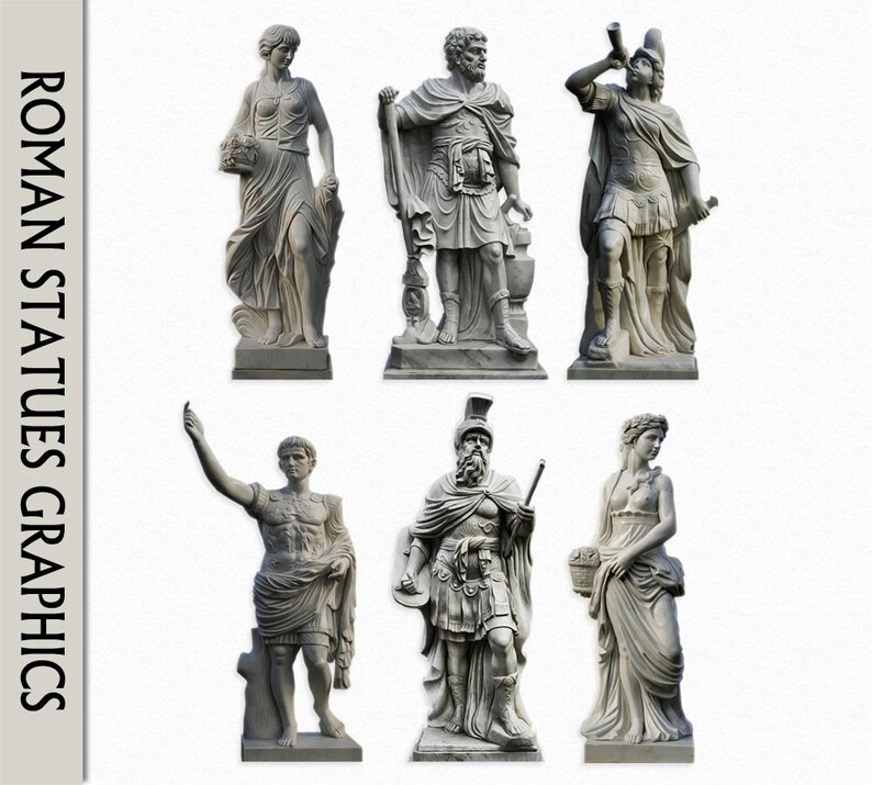 Roman Statues Graphics Clip Art Clipart Scrapbook Men Women | Etsy