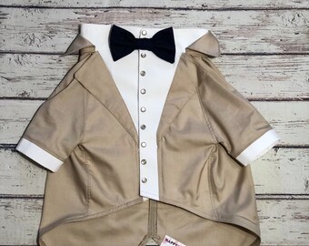 Navy blue dog tuxedo with blush bow tie Dog wedding attire | Etsy
