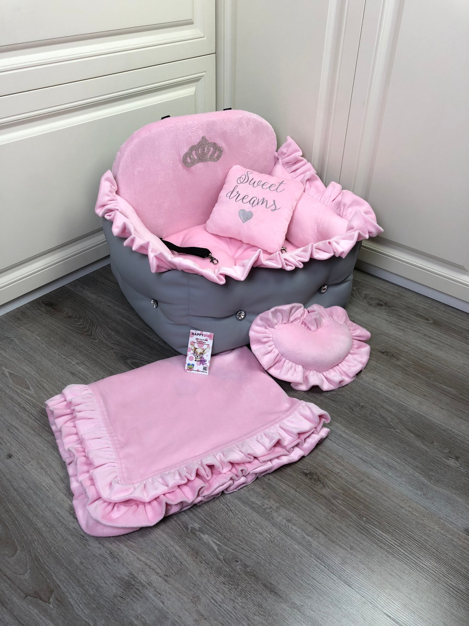 Gray and Pink Dog Car Seat Luxury Pink Pet Driving Kit | Etsy