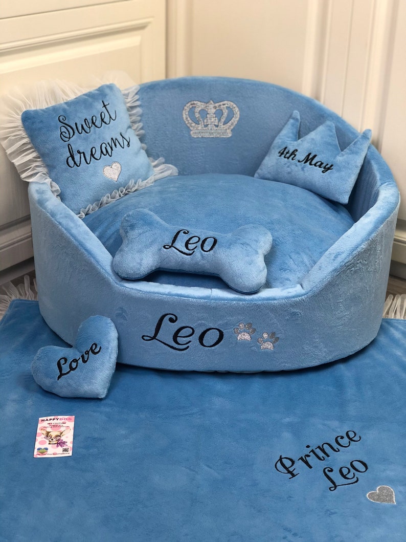 Baby Blue Personalized Prince Dog Bed Designer Pet Bed Cat Bed - Etsy