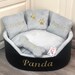 Black and Gray With Golden Personalized Dog Bed Faux Leather Pet Bed ...