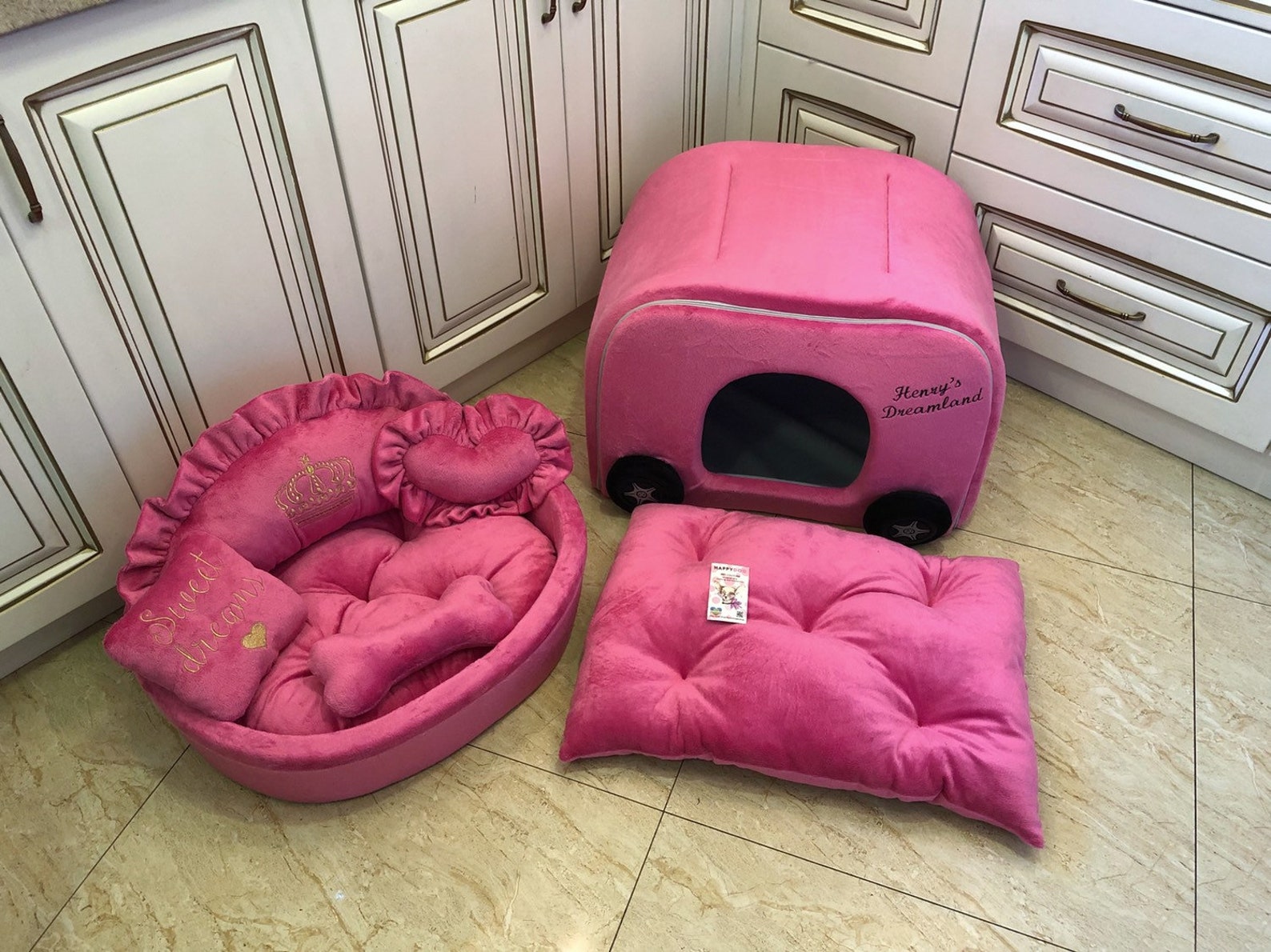 Bright Pink Dog Caravan With Wheels Customized Luxury Dog Car - Etsy