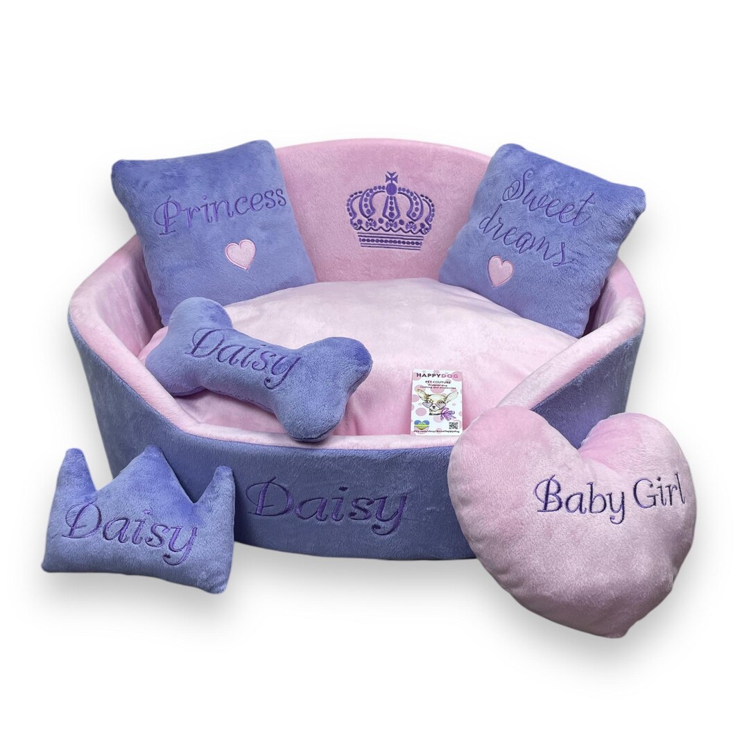 Lavender and Baby Pink Princess Dog Bed Pink and Lilac Customized Dog ...