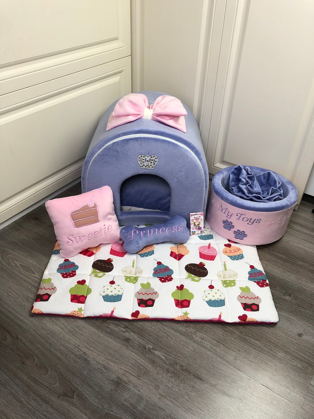 Lavender and Pink Princess Dog House Luxury Dog Bed Designer Dog House ...