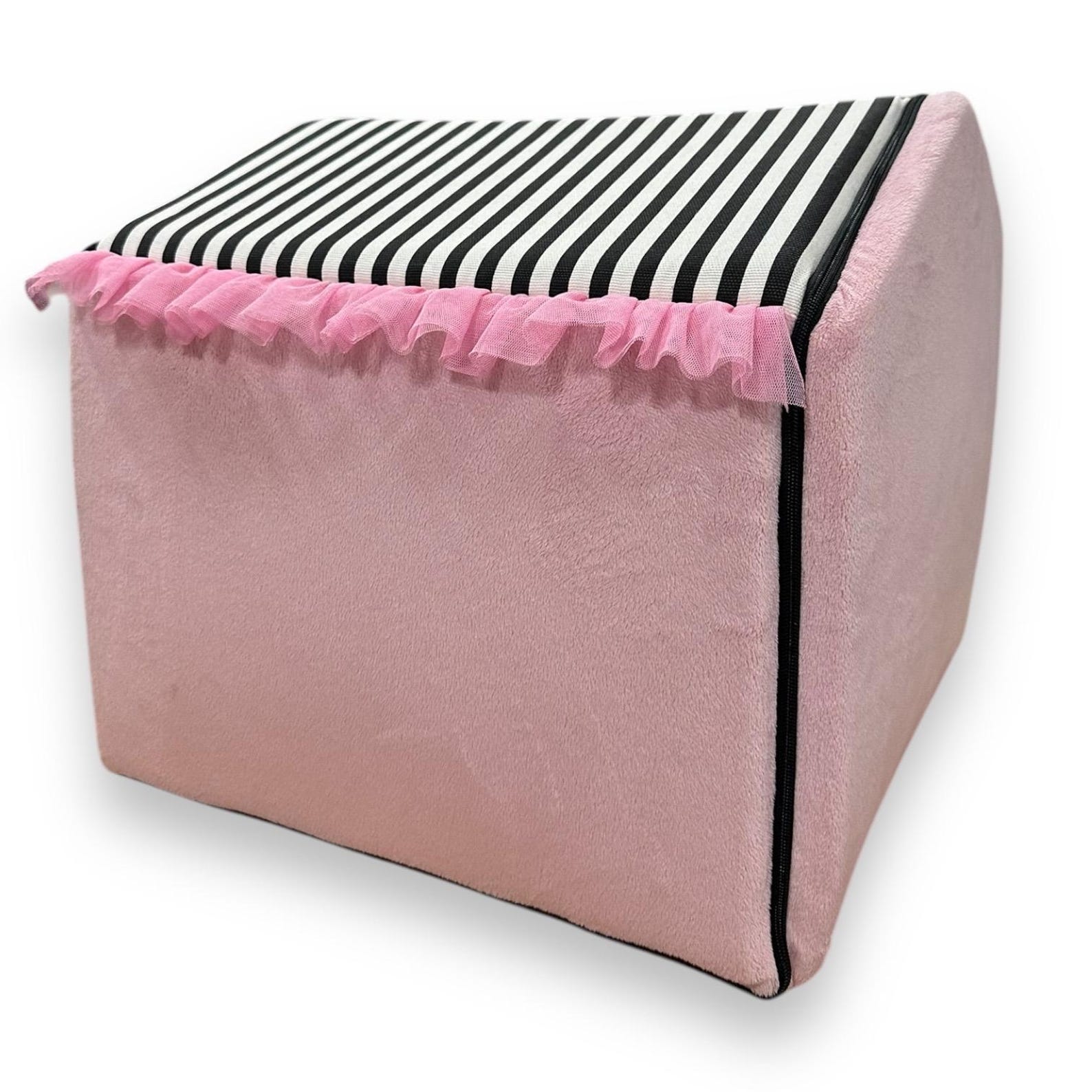 Luxury Pink Princess Dog House: Foldable Puppy Tent With Striped Roof ...