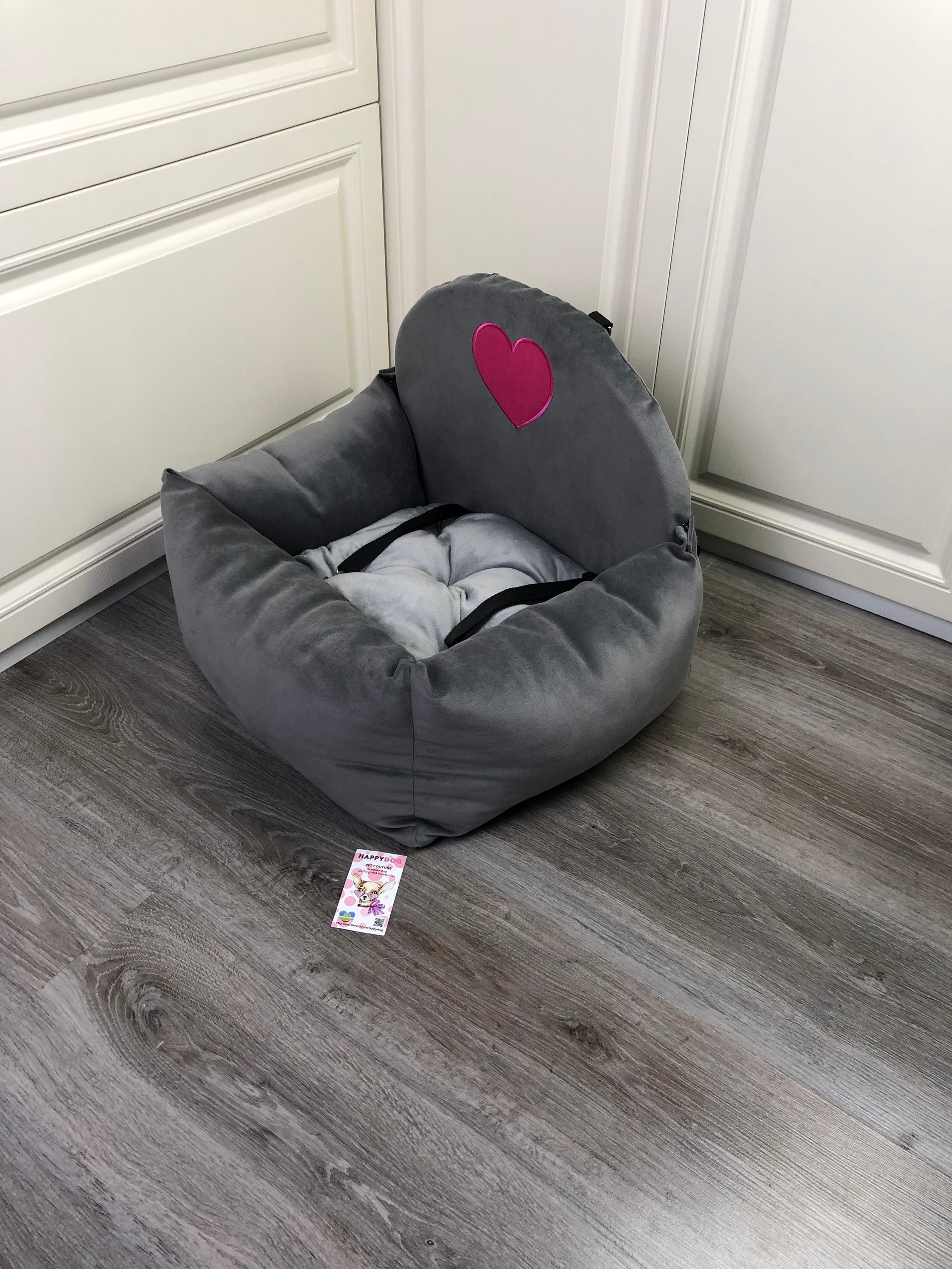Gray and Pink Dog Car Seat Driving Kit for Dog Designer Dog | Etsy