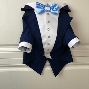 Navy Blue Dog Tuxedo With Blue Bow Tie Bespoke Dog Tux Dog Wedding Attire Formal Dog Suit ...