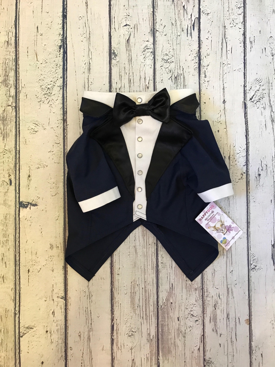 Royal blue dog tuxedo with black lapels and black satin bow | Etsy