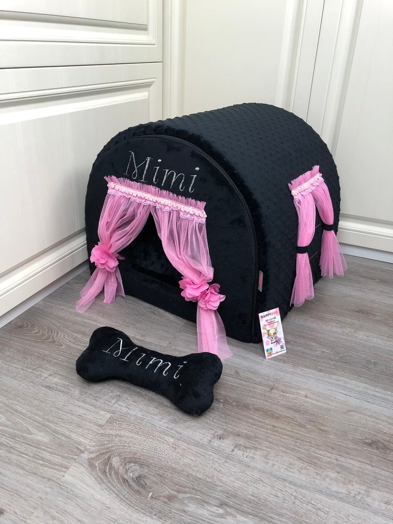Black and pink princess dog house Luxury dog bed Designer dog | Etsy